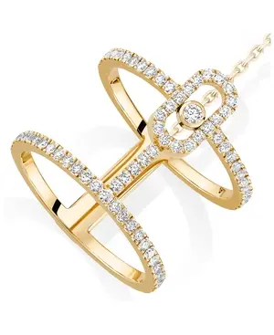 Messika Move Uno Diamond Linked Double Ring In 18k