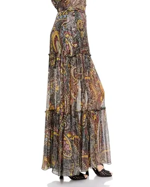 Etro Tiered Metallic Maxi Skirt