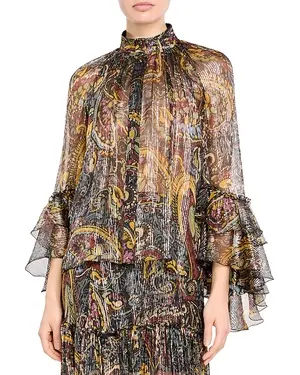 Etro Silk Blend Metallic Paisley Blouse