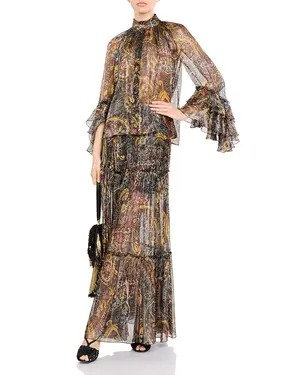 Etro Silk Blend Metallic Paisley Blouse