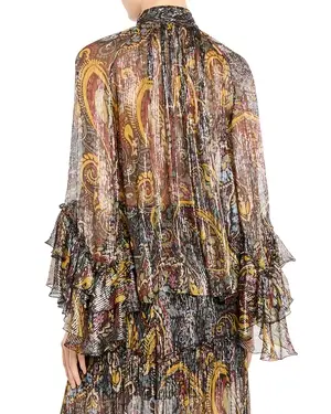 Etro Silk Blend Metallic Paisley Blouse