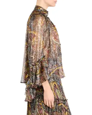 Etro Silk Blend Metallic Paisley Blouse