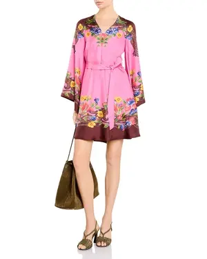 Etro Silk Floral Border Mini Dress