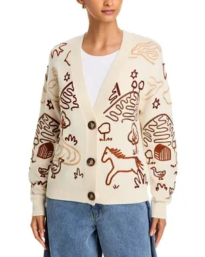 Farm Rio Countryside Cornelli Wool Cardigan - Off-white