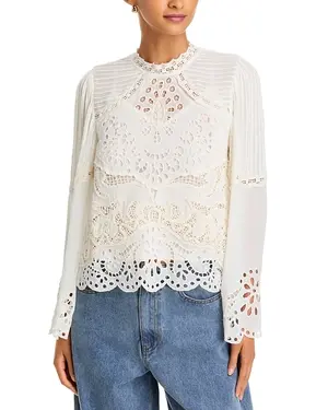 Farm Rio Richilieur Lace Blouse - Off-white