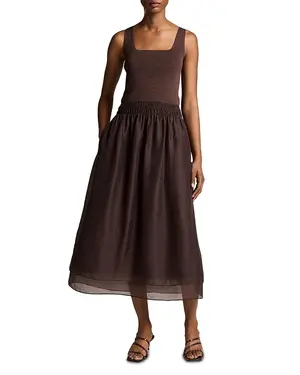 Vince Square Neck Mixed Media Dress - Iron