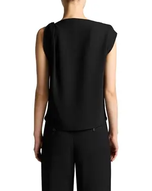 Vince Draped Shoulder Sleeveless Top - Black