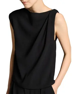 Vince Draped Shoulder Sleeveless Top - Black
