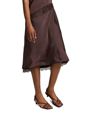 Vince Lace Trim Satin Slip Skirt - Iron