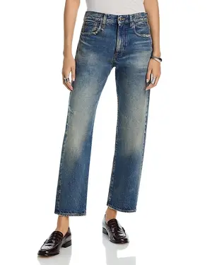 R13 Boyfriend High Rise Ankle Jeans - Bowery Indigo