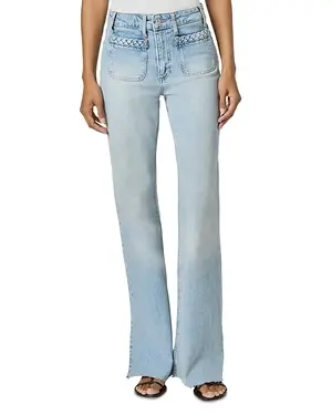 Paige Sofia Braided Patch Pocket Mid Rise Flare Leg Jeans - Montebello