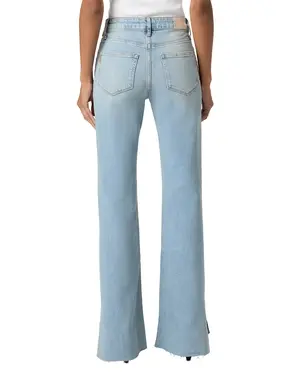 Paige Sofia Braided Patch Pocket Mid Rise Flare Leg Jeans