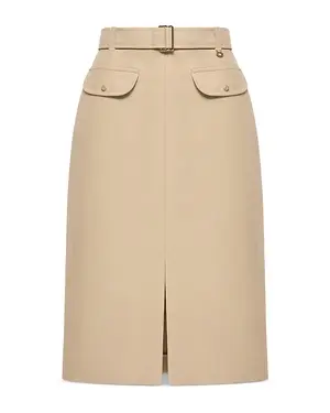 Moncler Belted Cotton Skirt - Beige