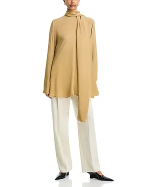 TOTEME Draped Scarf Blouse - Desert