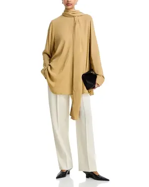 TOTEME Draped Scarf Blouse - Desert