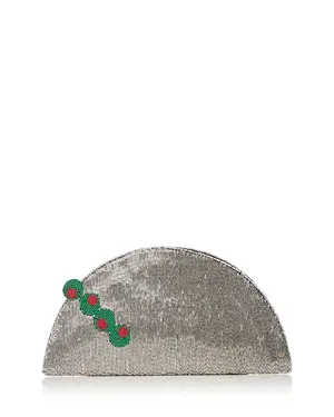SIMONMILLER Beaded Lune Clutch - Silver