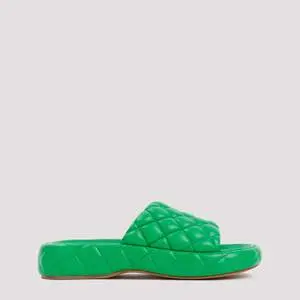 Bottega Veneta Quilted Lambskin Sandals - Green