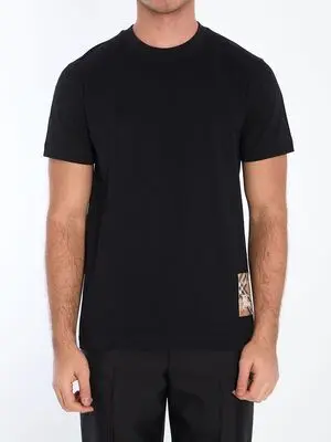 Burberry Check-logo Patch Cotton T-shirt - Black