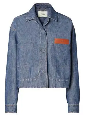 Fendi FENDI Short Denim Jacket With Patch Pockets Navy