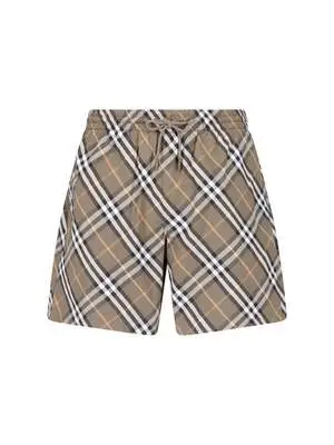 Burberry Checked Drawstring Shorts - Brown