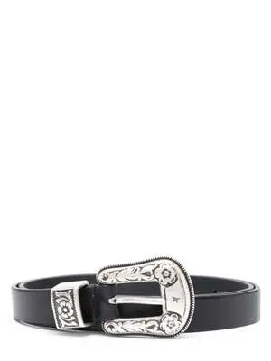 GOLDEN GOOSE Belt In Washed Calfskin - Black