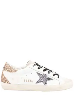 GOLDEN GOOSE Super Star Sneaker With Glitter Star Appliqué And Logo Insole - Silver