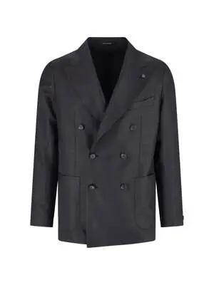 Tagliatore Double-Breasted Wool Blazer Blue