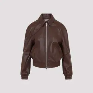 Celine Lamb Leather Bomber Jacket - Brown