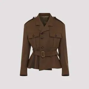 Celine Peplum Wool Jacket - Brown