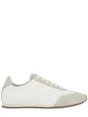 TOTEME Suede-trimmed Lace-up Low-top Sneakers - Beige