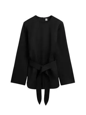 TOTEME Viscose Satin Tunic With Belt - Black