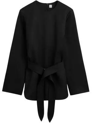 TOTEME Viscose Satin Tunic With Waist Belt And Concealed Back Zipper - Black