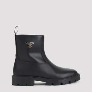 Celine Zipped 35 Mini Leather Ankle Boots - Black