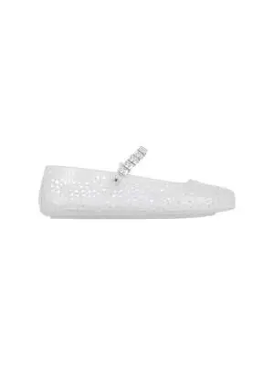 JIMMY CHOO Crystal-embellished Jelly Ballet Flats - Silver