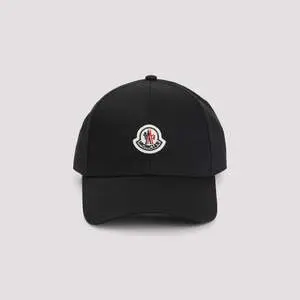 Moncler 100% Cotton Baseball Cap - Black