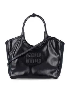 Miu Miu Mini Handbag With Gold-tone Hardware - Nero
