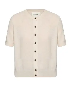 LISA YANG Short-sleeved Knitted Cardigan - Nude