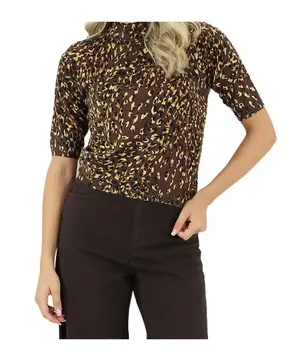 TWINSET Printed Knit Top With Round Neck And Short Sleeves