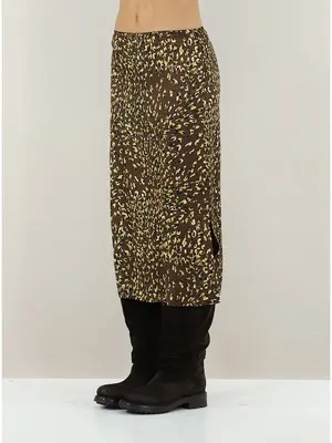 TWINSET Printed Midi Skirt With Side Slit - Multicolor