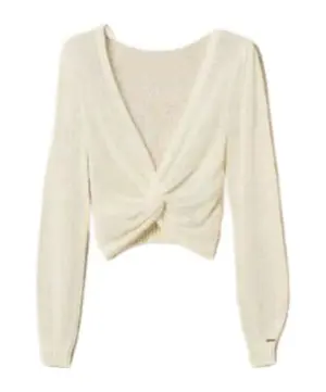 TWINSET Reversible Knit Shrug With V-neck And Round Neck