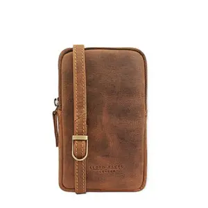 LLOYD BAKER Gerald Distressed Leather Phone Bag - Brown