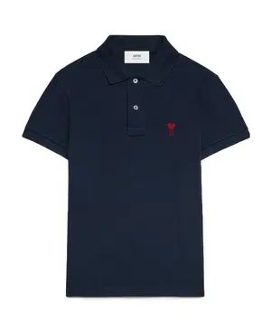 AMI Paris Logo Embroidered Short-sleeved Polo Shirt