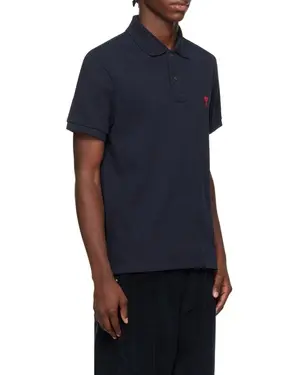 AMI Paris Logo Embroidered Short-sleeved Polo Shirt