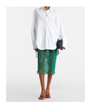 THE FRANKIE SHOP Nelaya Macramé Leather Midi Skirt