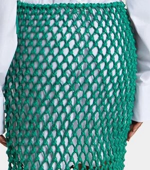 THE FRANKIE SHOP Nelaya Macramé Leather Midi Skirt
