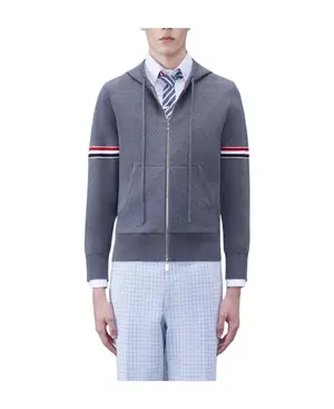 Thom Browne Striped Zip-up Hoodie - Medium Gray