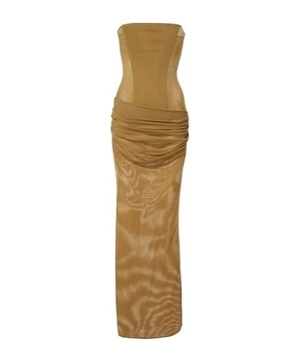 Alex Perry Sheer Strapless Corset Dress - Brown