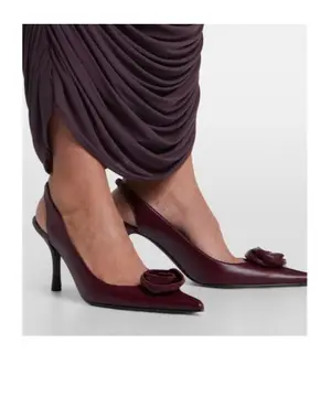 Magda Butrym Floral-appliqué Leather Slingback Pumps