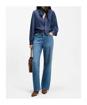 Hugo Boss Denim-look Blouse With Scarf Detail