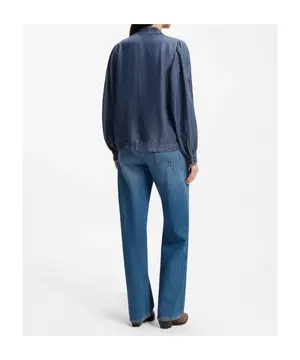 Hugo Boss Denim-look Blouse With Scarf Detail